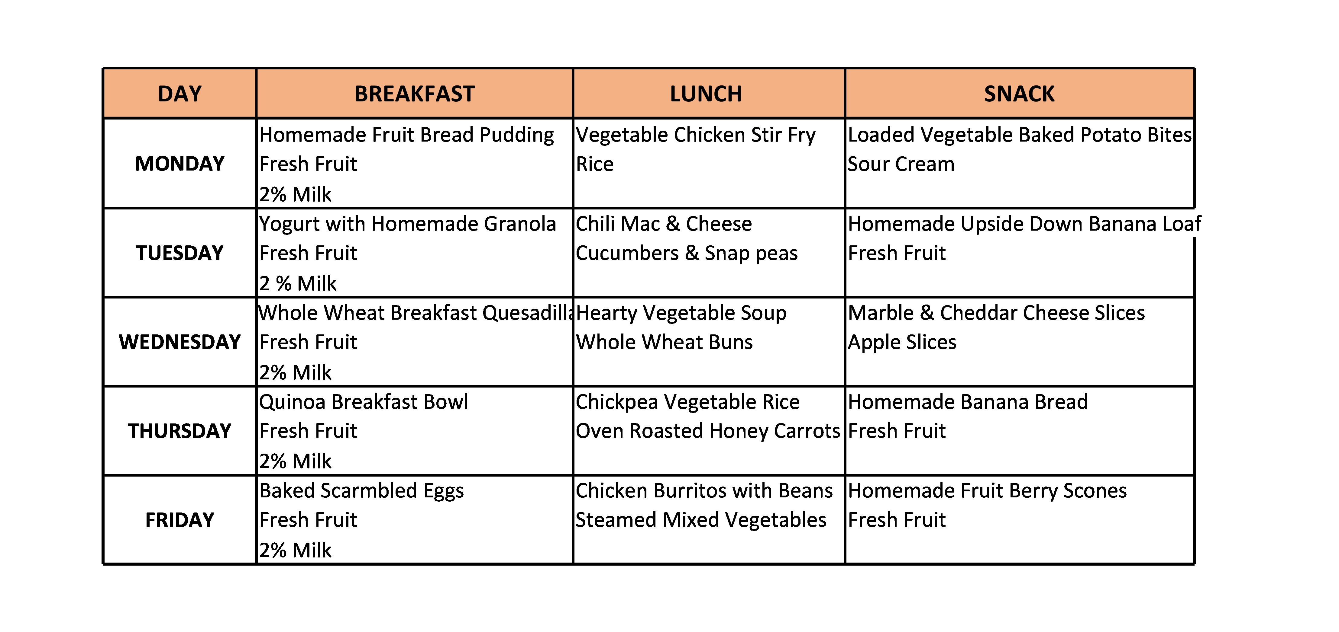 Sample Menu 1